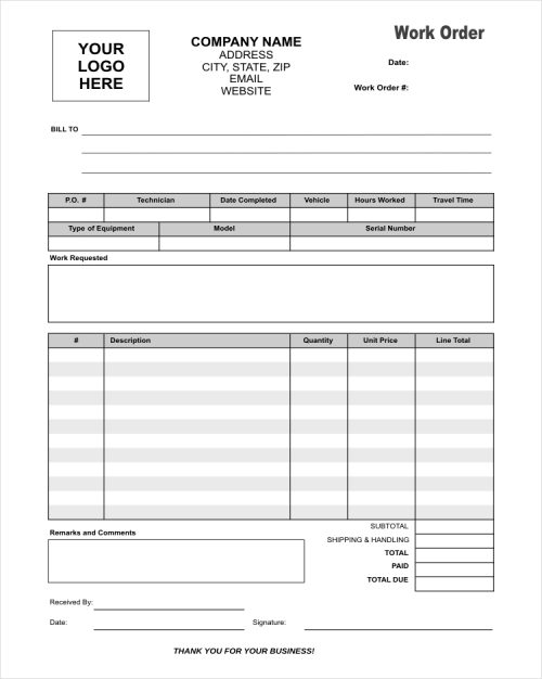 Work Order and Service Order Templates | Lighthouse Printing