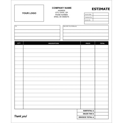 Estimate Template - Create Online | Lighthouse Printing