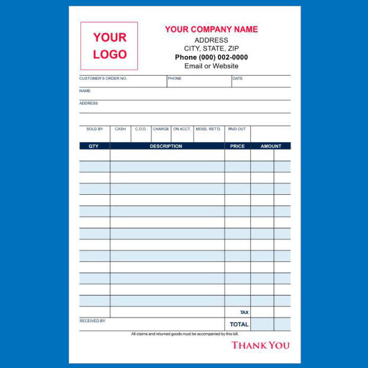 Blue Receipt – 5.5 x 8.5 | Lighthouse Printing